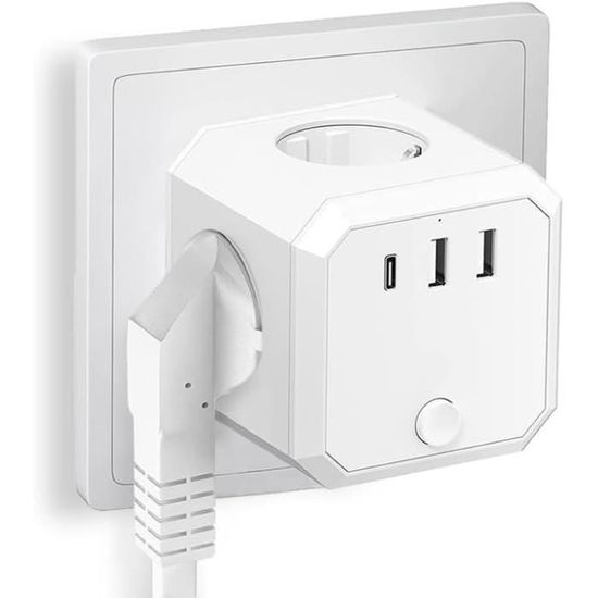 Prise Usb 7 En 1, Multiprise Usb Avec Interrupteur Et 2 Prises Usb-A Et ...