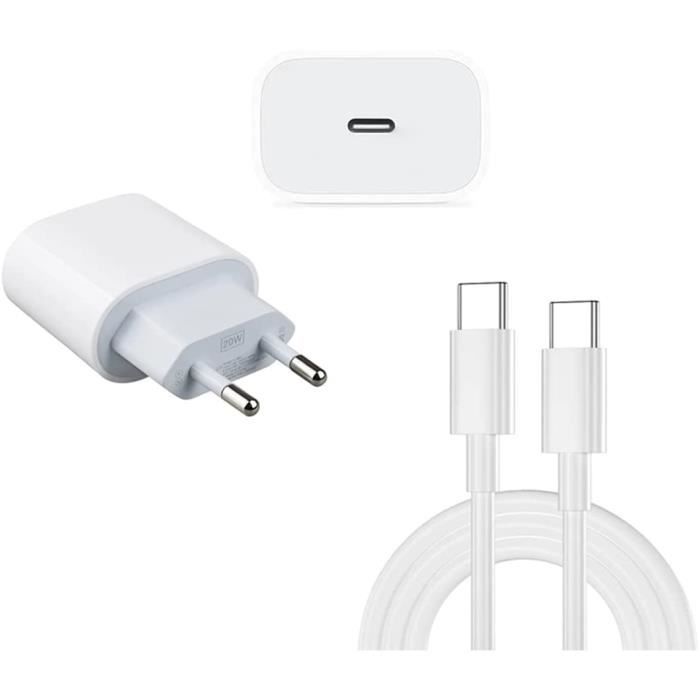 Chargeur rapide pd 20w usb type c qc 3.0 avec câble usb type c vers c ...