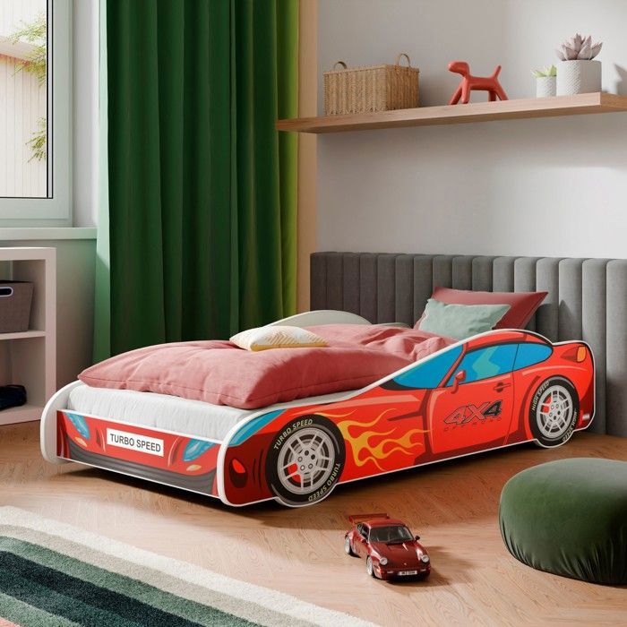 Lit enfant auto pour un garçon "4x4"+ sommier 140x70 cm - Cdiscount Maison