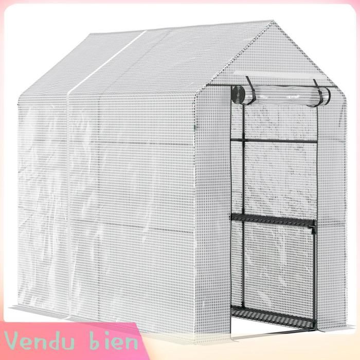 LIA Serre PE balcon 2 étagères 140g/m² blanc 186x120x190cm - Cdiscount ...