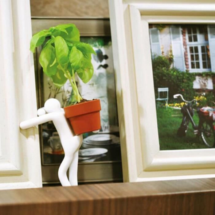 Bonhomme pot avec graines flexible rouge * Dimensions : 14 x 6 x 90 cm ...