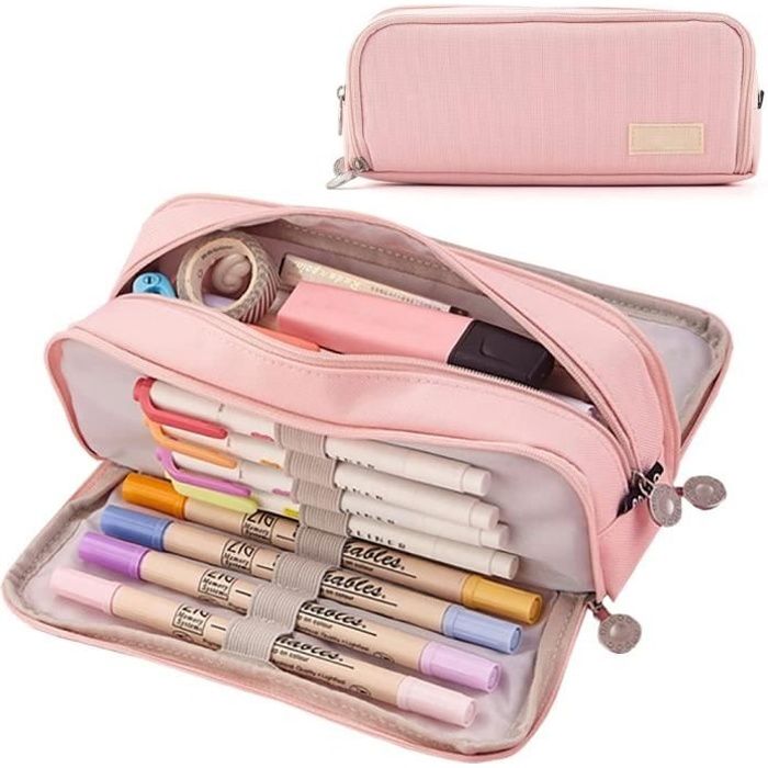 Trousse-21x9x5cm-Grand 3 Compartiments-Grande Capacité-Lavable-Unisexe ...