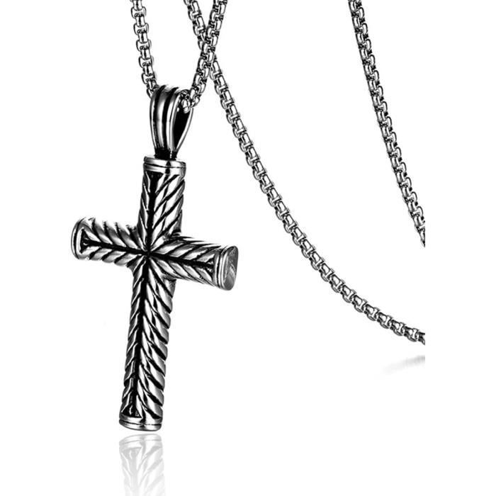 Collier Croix Homme, Croix Chretienne Homme Avec Collier Homme En Acier ...