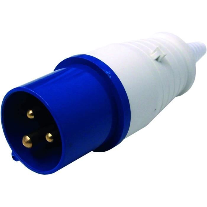 Fiche Électrique Industrielle, Iec, 32A, 2P+E, 220V, Ip44, Bleu[H32 ...