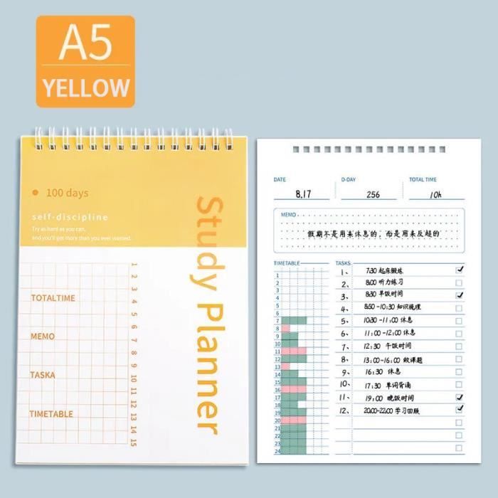 Jaune - Carnet D'objectifs A5 Et Journaux, Carnet De Notes En Spirale ...