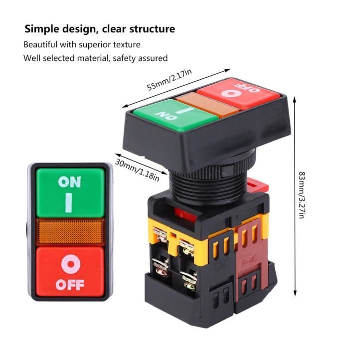 Interrupteur à bouton - CIKONIELF - PPBB-30N - Double bouton-poussoir ...