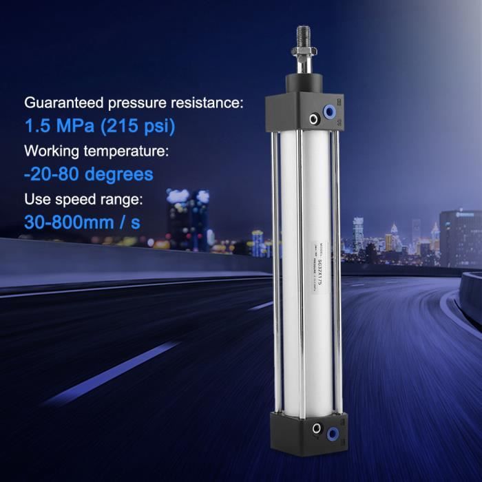 Cylindre pneumatique - EJ.LIFE - Double action - 200mm - Alliage d ...