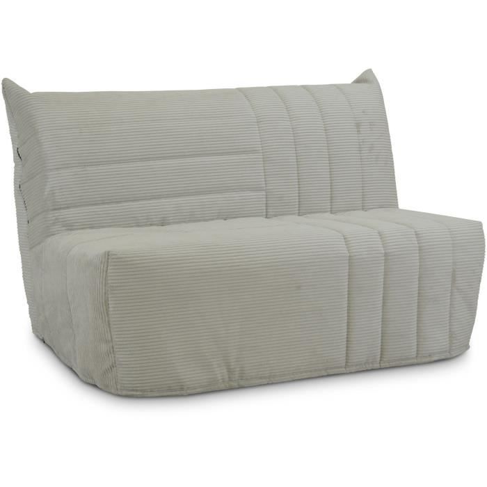 Banquette BZ 2 places BECCI - Velours côtelé Beige - Matelas Bultex ...