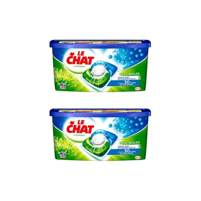 [ Lot de 2 ] Lessive capsule l'expert trio-bulles Le Chat - x30 ...