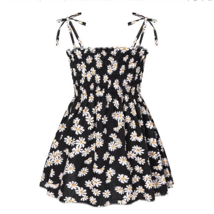 Filles Robes Enfants Été Strap Princesse Robe Coton Imprimé De Fleurs ...