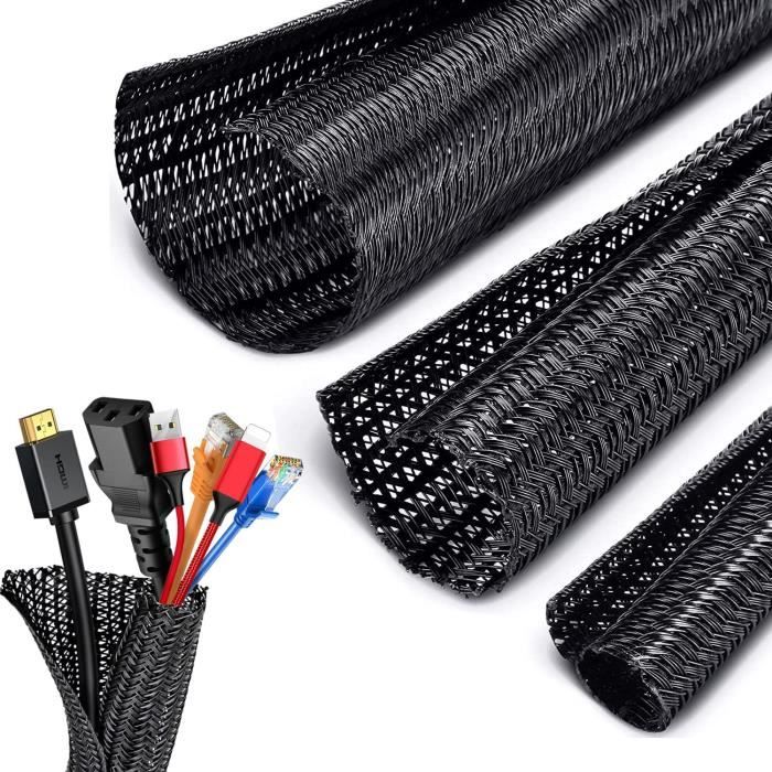 Cache Cable,3m PE Câble,Gaine pour câbles,Noir - Cdiscount Bricolage