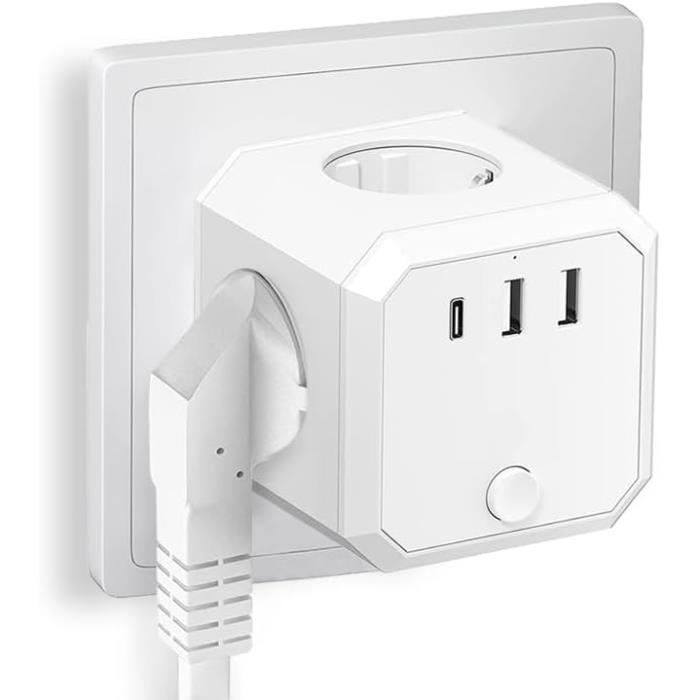 Prise Usb 7 En 1, Multiprise Usb Avec Interrupteur Et 2 Prises Usb-A Et ...