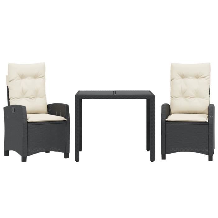 Ensemble à manger de jardin avec coussins 3 pcs - VBESTLIFE - Noir TIP ...