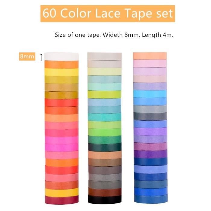 RUBAN ADHESIF ,60 color Lace tapes--Ruban adhésif Washi coloré, 40-60mm ...