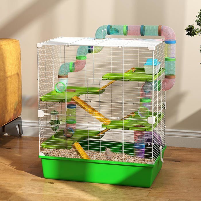 PawHut Grande Cage pour Hamsters Cage pour Rongeur 5 Niveaux avec ...