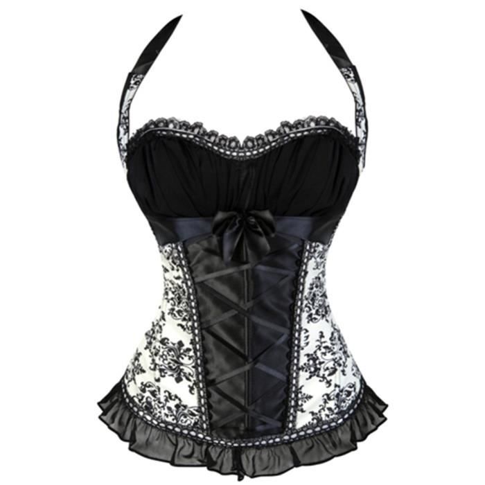 Bustier femme,Bustier en Satin imprimé Floral,élégant,licou,cintré à la ...