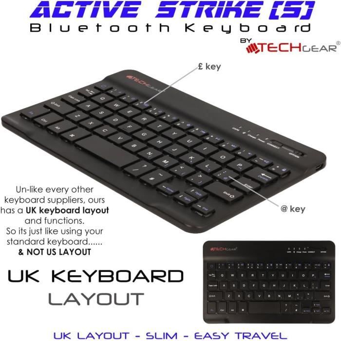 [Active Strike (S) Clavier Qwerty Bluetooth Sans Fil Avec Étui De ...