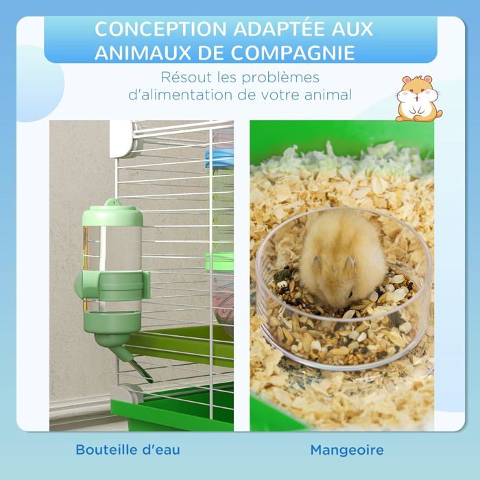 PawHut Grande Cage pour Hamsters Cage pour Rongeur 5 Niveaux avec ...