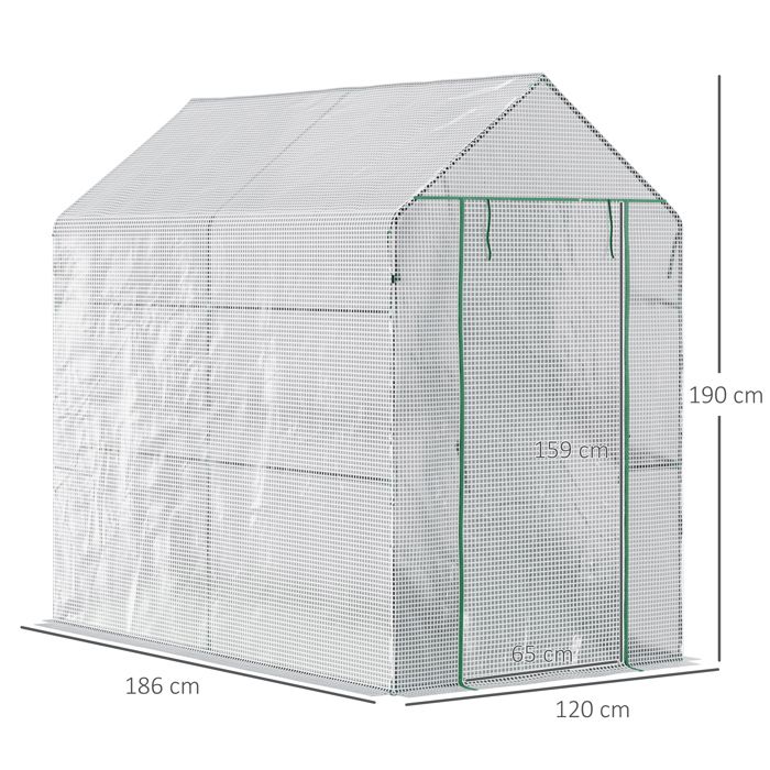 LIA Serre PE balcon 2 étagères 140g/m² blanc 186x120x190cm - Cdiscount ...