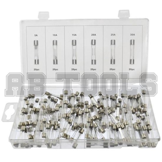 Les fusibles fusibles verre automobile 120pc kit assortiment 5a, 30A, AST21 - Cdiscount Auto