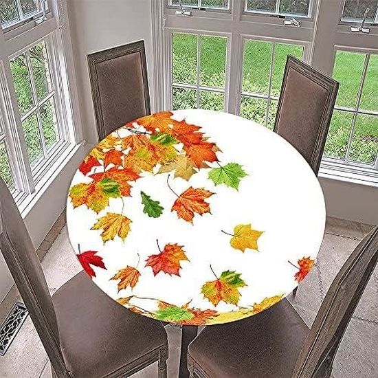Nappe Ronde Anti Taches Imprimé Érable Nappe De Table Avec Bord ...
