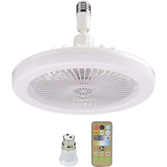 Ventilateur de plafond avec lumières Télécommande E27 Convertisseur Base 30W Ventilateur de ...