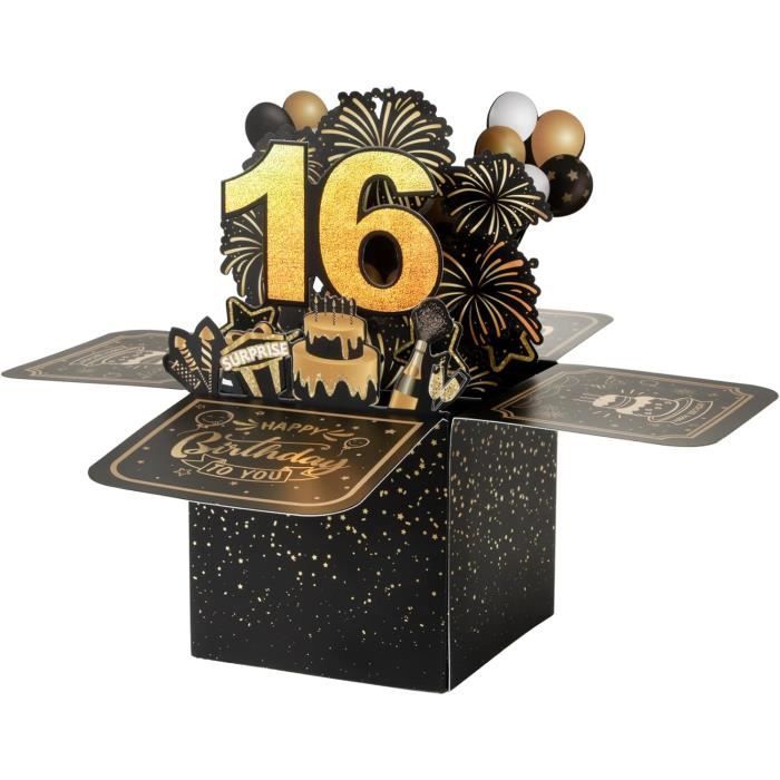 Carte de 16 ans Anniversaire Pop up 3D Carte de Voeux Joyeux ...