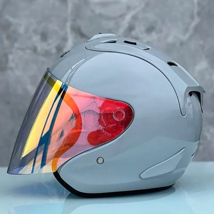 Demi-casque de moto tout-terrain gris brillant Ram4 pour hommes et ...