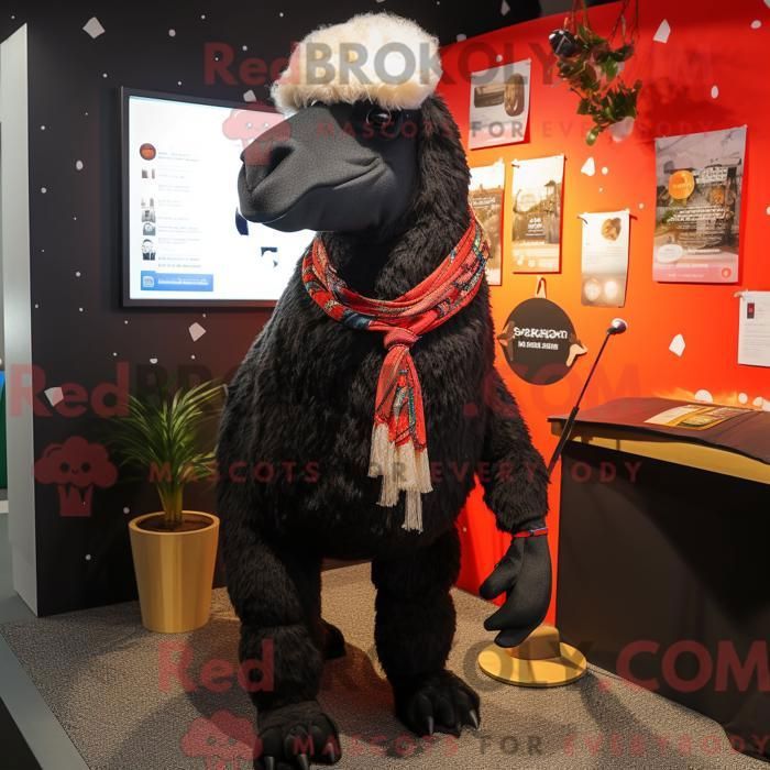 Costume mascotte de chameau noir personnage habillé avec un Rash Guard ...