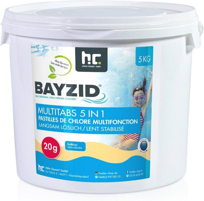 Höfer Chemie 5kg BAYZID Pastilles de Chlore pour Piscine(20g), Chlore ...