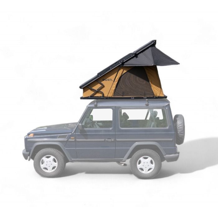 Tente de Toit Rigide OWEN - 2-3 pers. - Noir/Beige - Échelle, Matelas ...