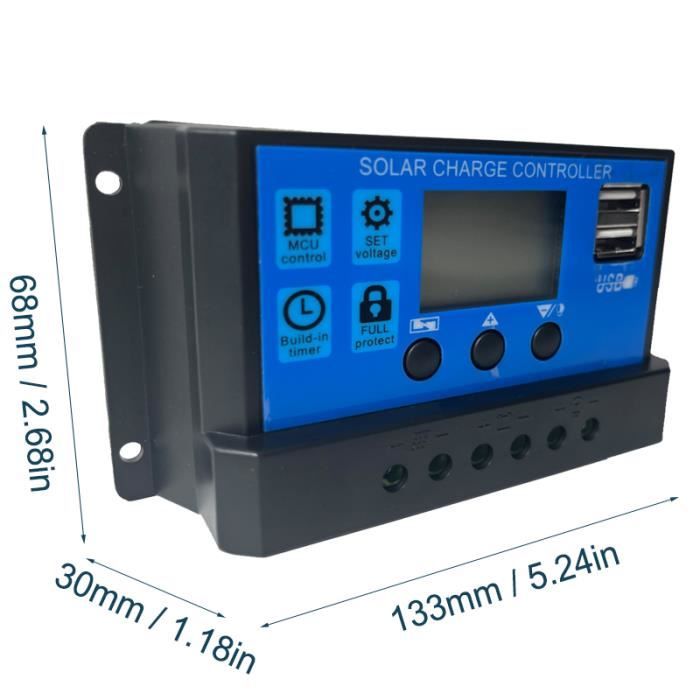 Contrôleur 30A--Panneau Solaire 50w 12v, Kit Complet Avec 2 Ports Usb, Contrôleur, Charge Sûre ...