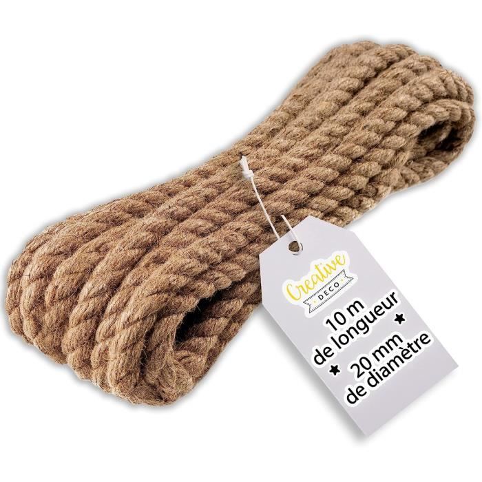 10M Corde De Jute Epaisseur 20Mm | Ficelle Jute | Griffoir Pour Chat ...