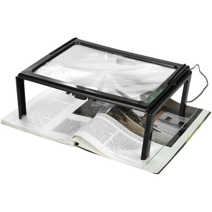 Loupe De Lecture, Pliable Ultraminces A4 Loupe Pleine Page 3X Loupe Avec 4 Lumières Led Pour La ...