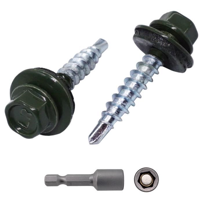 Lot De 250 Vis De Toiture En Métal 4,8 X 25 Mm Avec Rondelles En Epdm ...