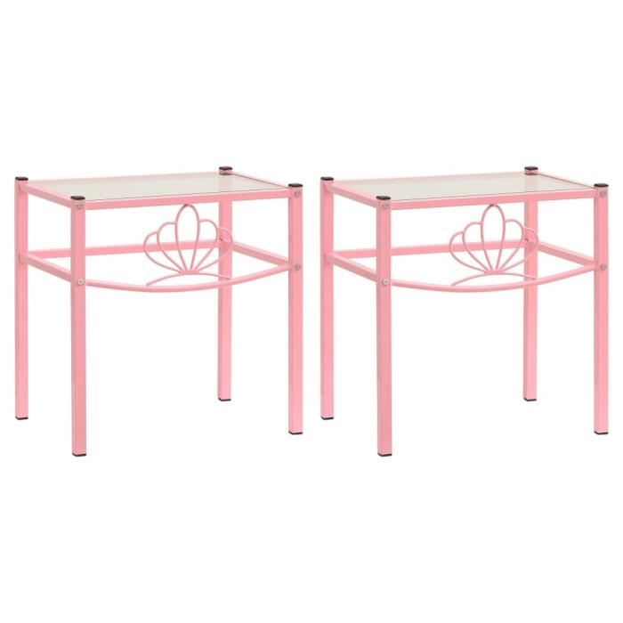JILL Chevet - Style scandinave - Tables de chevet 2 pcs - Rose et ...