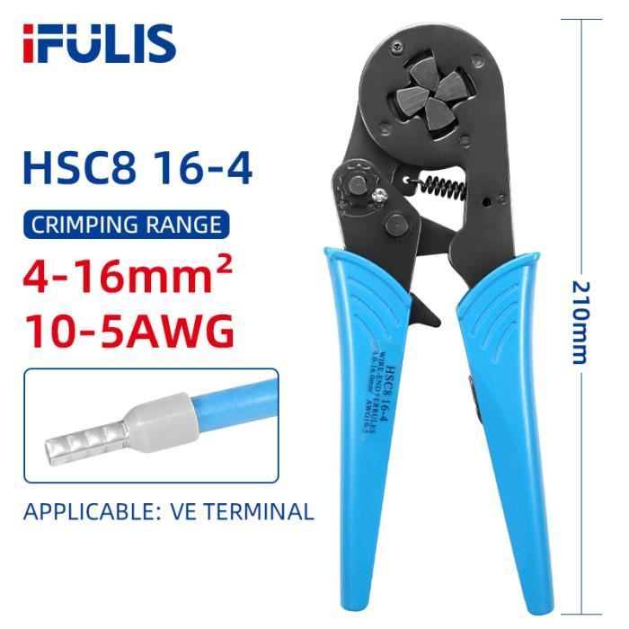 HSC8 16-4 - Pince à sertir tubulaire HSC8 16 4 16 6S 16mm ² outils de sertissage fil Mini virole ...