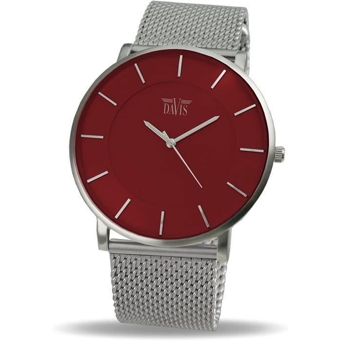Davis - Montre Design Homme Femme Cadran Extra Plat Bracelet Mesh ...