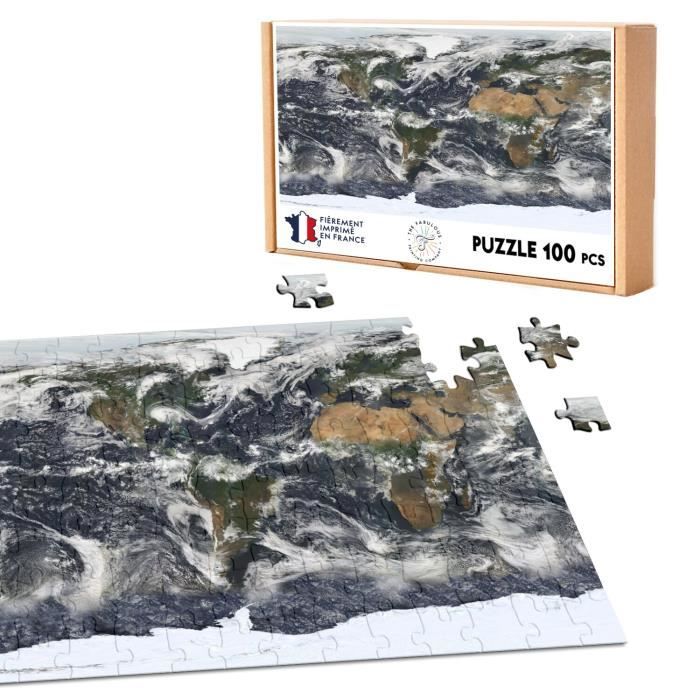 Puzzle Classique 100 pièces Carte du Monde Planisphere Photo Satellite ...