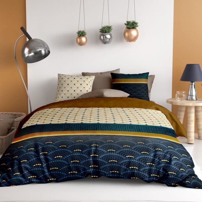 Parure De Lit Housse De Couette Réversible Percale De Coton 71 Fils
