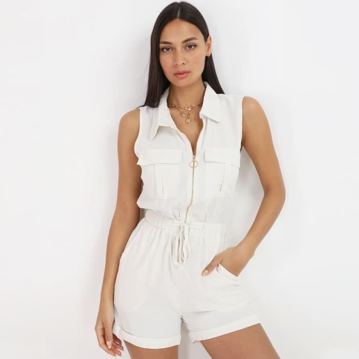 Combinaison short écrue à fermeture zippée Beige - Cdiscount Prêt-à-Porter