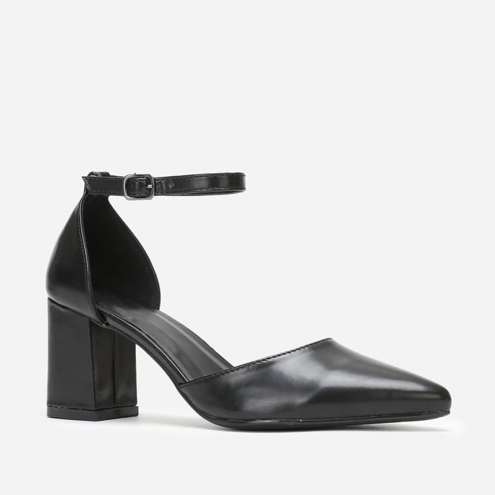 Escarpins ouverts en simili noir à bout pointu - Achat / Vente ...
