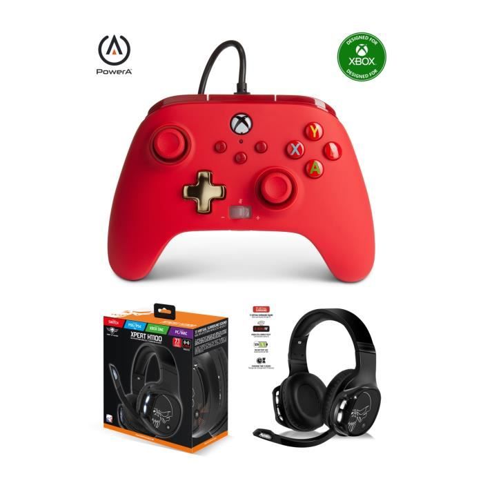 Manette XBOX ONE-S-X-PC ROUGE EDITION Officielle + Casque Gamer PRO ...