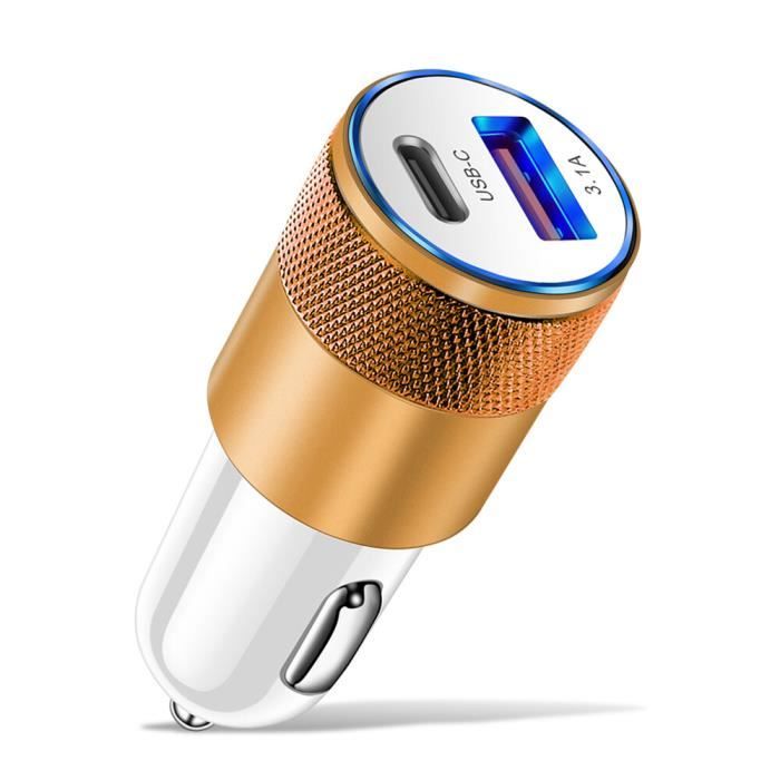 Chargeur de voiture 68W double USB type-c en métal,adaptateur PD,charge ...