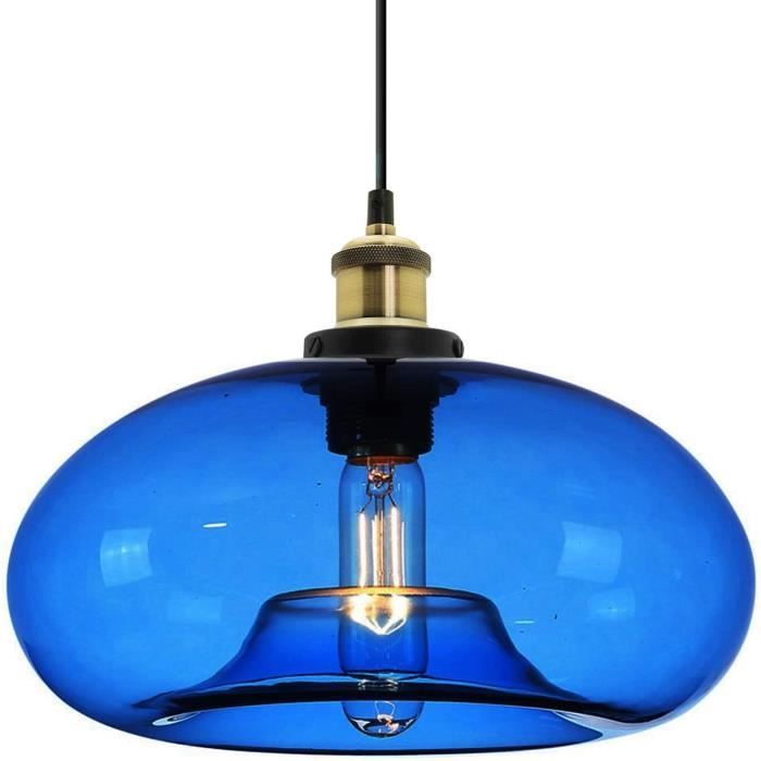 Plafonnier ,avec abat-jour en verre coloré, Lustre Loft Lampe à ...