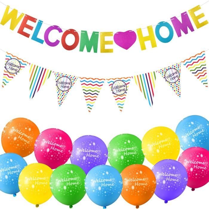 26 Pièces Set De Bannière Et Ballon Bienvenue À La Maison Inclure ...