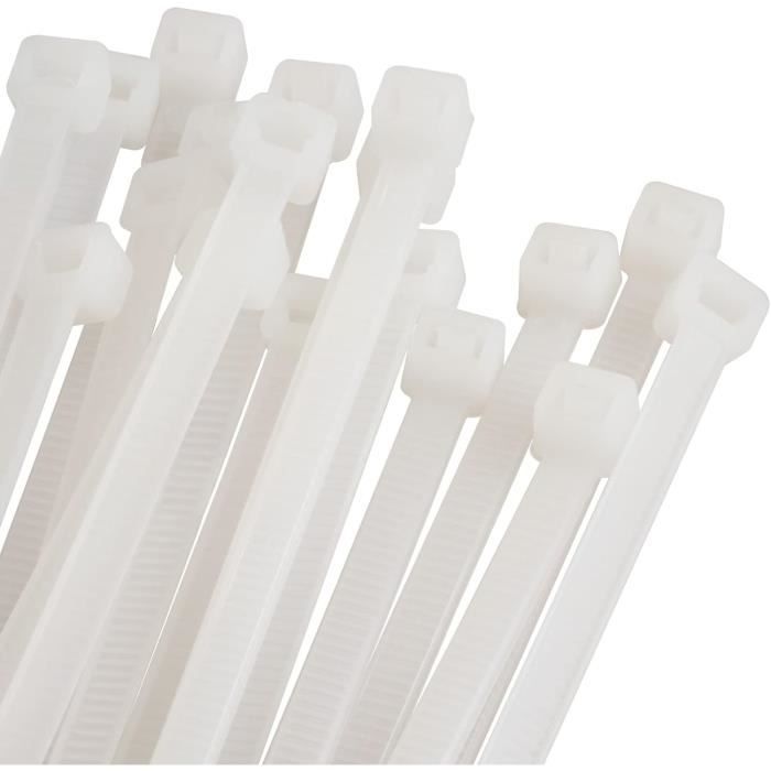 100 Pièces Attache De Câble Blanc 200Mm X 4,6Mm Colliers De Serrage En ...