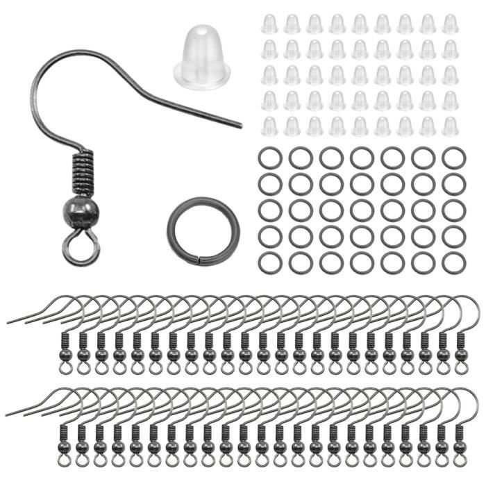 BOUCLE D OREILLE,Gun Black-600PCS--1 ensemble de boucles'oreilles ...