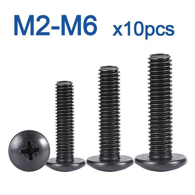 VIS,M3-3mm x10pcs--Vis À Tête De Champignon Phillips En Acier Au Carbone Plaqué Noir, M2 M2.5 M3 ...