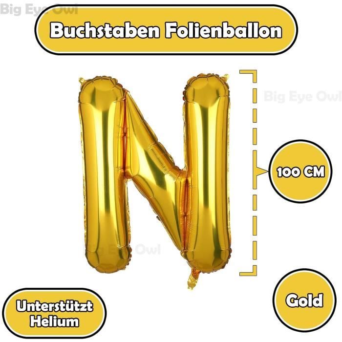 Xxl Lettre N Ballon Or Grand Mylar Alphabet Foil Helium Balloon ...